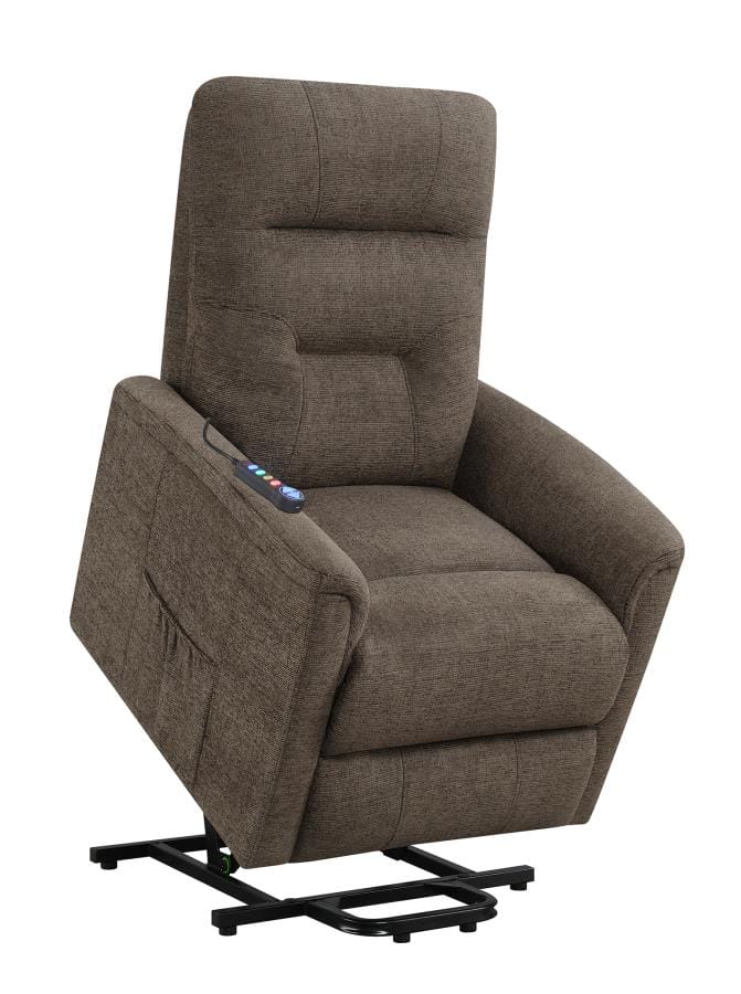 Henrietta Power Lift Recliner with Storage Pocket Brown – XOOM FURNITURE